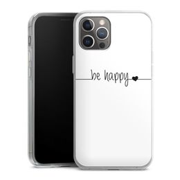 DeinDesign iPhone 12 Pro Max Handy Silikon H&uuml;lle Case transparent Handyh&uuml;lle Statement Happiness Sayings Silikon Case