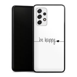 DeinDesign Galaxy A53 5G Handy Silikon H&uuml;lle Case schwarz Handyh&uuml;lle Sayings Statement Happiness