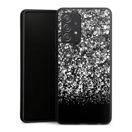 DeinDesign Galaxy A52s 5G Handy Premium Silikon H&uuml;lle Handyh&uuml;lle schwarz Case Muster Glitzer Snowflake Silikon Premium Case