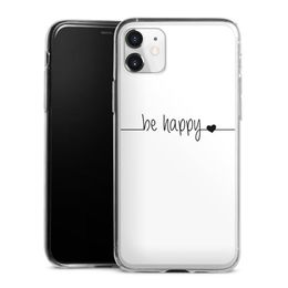 DeinDesign iPhone 11 Handy Slim Case Silikon Handyh&uuml;lle transparent H&uuml;lle extra d&uuml;nn Sayings Statement Happiness Silikon Slim Case