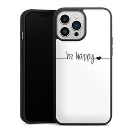 DeinDesign iPhone 13 Pro Max Handy Premium Silikon H&uuml;lle Handyh&uuml;lle schwarz Case Statement Happiness Sayings Silikon Premium Case