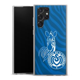 DeinDesign Galaxy S22 Ultra Handy Silikon H&uuml;lle Case transparent Handyh&uuml;lle Merchandise Msv Duisburg Zebra Silikon Case