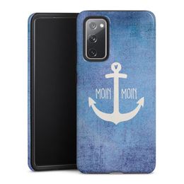 DeinDesign Galaxy S20 FE 5G Handy Panzer Handyh&uuml;lle robuste Outdoor H&uuml;lle Schutzh&uuml;lle gl&auml;nzend Anchor Blue Maritim Tough Case