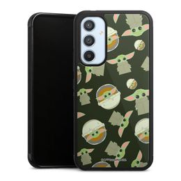 DeinDesign Galaxy A54 5G Handy Gallery Case Handyh&uuml;lle 9H Geh&auml;rtetes Glas R&uuml;ckseite H&uuml;lle Official Licensed Product Star Wars Muster Baby Yoda Gallery Case