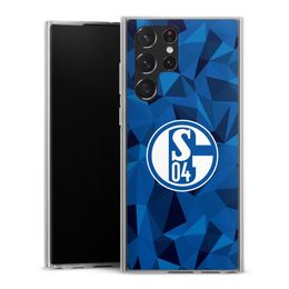DeinDesign Galaxy S22 Ultra Handy Silikon H&uuml;lle Case transparent Handyh&uuml;lle Camouflage Fc Schalke 04 Muster Silikon Case