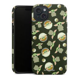 DeinDesign iPhone 15 Plus Handy Panzer Handyh&uuml;lle robuste Outdoor H&uuml;lle Schutzh&uuml;lle matt Official Licensed Product Star Wars Muster Baby Yoda Tough Case