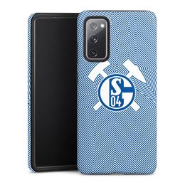 DeinDesign Galaxy S20 FE 5G Handy Panzer Handyh&uuml;lle robuste Outdoor H&uuml;lle Schutzh&uuml;lle gl&auml;nzend Stripes Fc Schalke 04 Bundesliga Tough Case
