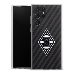 DeinDesign Galaxy S22 Ultra Handy Silikon H&uuml;lle Case transparent Handyh&uuml;lle Borussia M&ouml;nchengladbach Carbon Gladbach Silikon Case
