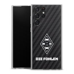 DeinDesign Galaxy S22 Ultra Handy Silikon H&uuml;lle Case transparent Handyh&uuml;lle Borussia M&ouml;nchengladbach Carbon Gladbach Silikon Case