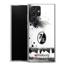 DeinDesign Galaxy S22 Ultra Handy Silikon H&uuml;lle Case transparent Handyh&uuml;lle Skyline Sc Freiburg Logo Silikon Case