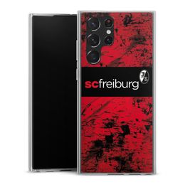 DeinDesign Galaxy S22 Ultra Handy Silikon H&uuml;lle Case transparent Handyh&uuml;lle Official Licensed Product Sc Freiburg Logo Silikon Case