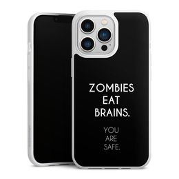DeinDesign iPhone 13 Pro Handy Silikon H&uuml;lle Case wei&szlig; Handyh&uuml;lle Statement Funny Zombie Silikon Case