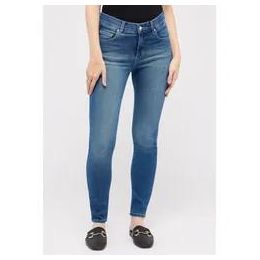 Slim-fit-Jeans Angels "SKINNY", Damen, Gr. 38, L&auml;nge 32, blau (mid blau used), Denim/Jeans, Obermaterial: 93% Baumwolle, 5% Polyester, 2% Elasthan, slim fit, Jeans Slim-fit-Jeans, aus Baumwollmischung, mit G&uuml;rtelschlaufen