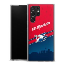 DeinDesign Galaxy S22 Ultra Handy Silikon H&uuml;lle Case transparent Handyh&uuml;lle Sports Adler Mannheim Logo Silikon Case