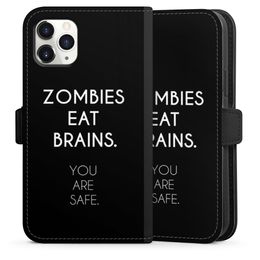 DeinDesign iPhone 11 Pro Handy Klapph&uuml;lle Handyh&uuml;lle aus Kunst Leder schwarz Flip Case Statement Funny Zombie Sideflip mit Lasche