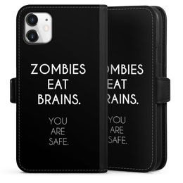 DeinDesign iPhone 11 Handy Klapph&uuml;lle Handyh&uuml;lle aus Kunst Leder schwarz Flip Case Statement Funny Zombie Sideflip mit Lasche