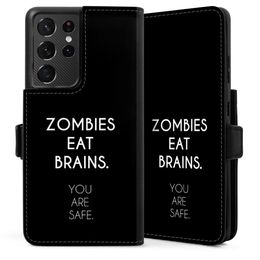 DeinDesign Galaxy S21 Ultra 5G Handy Klapph&uuml;lle Handyh&uuml;lle aus Kunst Leder schwarz Flip Case Statement Funny Zombie Sideflip mit Lasche