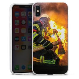 DeinDesign iPhone Xs Max Handy Silikon H&uuml;lle Case transparent Handyh&uuml;lle Life Saver Fire Fighters Fire Silikon Case
