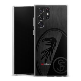 DeinDesign Galaxy S22 Ultra Handy Silikon H&uuml;lle Case transparent Handyh&uuml;lle Sc Freiburg Metallic Look Official Licensed Product Silikon Case