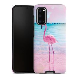 DeinDesign Galaxy S20 Handy Panzer Handyh&uuml;lle robuste Outdoor H&uuml;lle Schutzh&uuml;lle matt Tropical Beach Flamingo Tough Case