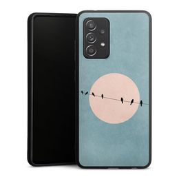 DeinDesign Galaxy A52s 5G Handy Premium Silikon H&uuml;lle Handyh&uuml;lle schwarz Case Bird Moon Turquoise Silikon Premium Case