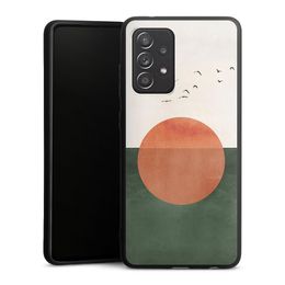 DeinDesign Galaxy A52s 5G Handy Premium Silikon H&uuml;lle Handyh&uuml;lle schwarz Case Sunshine Bird Sunset Silikon Premium Case