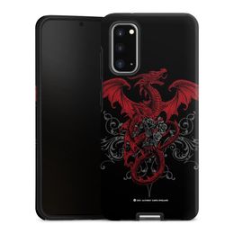 DeinDesign Galaxy S20 Handy Panzer Handyh&uuml;lle robuste Outdoor H&uuml;lle Schutzh&uuml;lle matt Red Dragon Gothic Tough Case