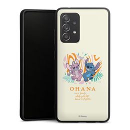DeinDesign Galaxy A52s 5G Handy Premium Silikon H&uuml;lle Handyh&uuml;lle schwarz Case Disney Official Licensed Product Lilo & Stitch Silikon Premium Case