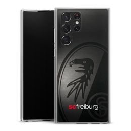 DeinDesign Galaxy S22 Ultra Handy Silikon H&uuml;lle Case transparent Handyh&uuml;lle Official Licensed Product Sc Freiburg Metallic Look Silikon Case