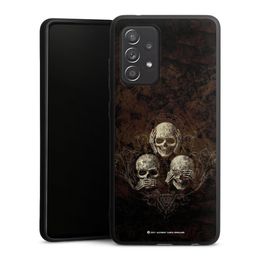 DeinDesign Galaxy A52s 5G Handy Premium Silikon H&uuml;lle Handyh&uuml;lle schwarz Case Gothic Art Skulls Silikon Premium Case