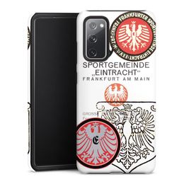 DeinDesign Galaxy S20 FE 5G Handy Panzer Handyh&uuml;lle robuste Outdoor H&uuml;lle Schutzh&uuml;lle gl&auml;nzend Retro Eintracht Frankfurt Official Licensed Product Tough Case
