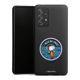 DeinDesign Galaxy A52s 5G Handy Premium Silikon H&uuml;lle Handyh&uuml;lle schwarz Case Weltall Snoopy Peanuts Silikon Premium Case