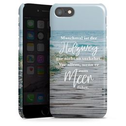 DeinDesign iPhone SE (2022) Handy Premium Case Smartphone Handyh&uuml;lle Schutzh&uuml;lle gl&auml;nzend Statement Beach Spruch Premium Case