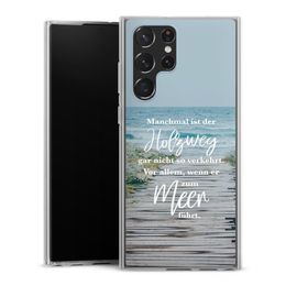 DeinDesign Galaxy S22 Ultra Handy Silikon H&uuml;lle Case transparent Handyh&uuml;lle Statement Beach Spruch Silikon Case
