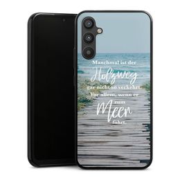 DeinDesign Galaxy A34 5G Handy Slim Case extra d&uuml;nn Silikon Handyh&uuml;lle schwarz H&uuml;lle Statement Beach Spruch Silikon Slim Case