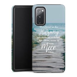 DeinDesign Galaxy S20 FE 5G Handy Panzer Handyh&uuml;lle robuste Outdoor H&uuml;lle Schutzh&uuml;lle gl&auml;nzend Statement Beach Spruch Tough Case