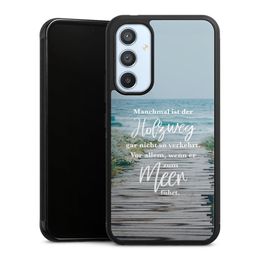 DeinDesign Galaxy A54 5G Handy Gallery Case Handyh&uuml;lle 9H Geh&auml;rtetes Glas R&uuml;ckseite H&uuml;lle Spruch Beach Statement Gallery Case