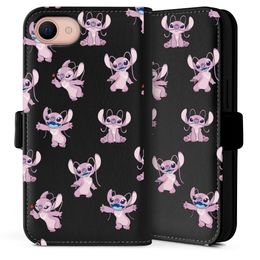DeinDesign iPhone 16e Handy Klapph&uuml;lle Handyh&uuml;lle aus Kunst Leder schwarz Flip Case Lilo & Stitch Angel Disney Sideflip mit Lasche