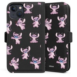 DeinDesign iPhone 13 Handy Klapph&uuml;lle Handyh&uuml;lle aus Kunst Leder schwarz Flip Case Lilo & Stitch Angel Disney Sideflip mit Lasche