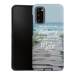 DeinDesign Galaxy S20 Handy Panzer Handyh&uuml;lle robuste Outdoor H&uuml;lle Schutzh&uuml;lle matt Statement Beach Spruch Tough Case