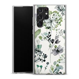 DeinDesign Galaxy S22 Ultra Handy Silikon H&uuml;lle Case transparent Handyh&uuml;lle Flowers Water Colour Eukalyptus Silikon Case