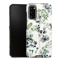 DeinDesign Galaxy S20 Handy Panzer Handyh&uuml;lle robuste Outdoor H&uuml;lle Schutzh&uuml;lle matt Eukalyptus Water Colour Flowers Tough Case