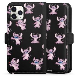 DeinDesign iPhone 11 Pro Handy Klapph&uuml;lle Handyh&uuml;lle aus Kunst Leder schwarz Flip Case Lilo & Stitch Angel Disney Sideflip mit Lasche