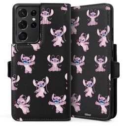 DeinDesign Galaxy S21 Ultra 5G Handy Klapph&uuml;lle Handyh&uuml;lle aus Kunst Leder schwarz Flip Case Lilo & Stitch Angel Disney Sideflip mit Lasche