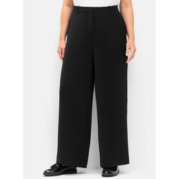 sheego Damen Hose in weiter Beinform, schwarz, Gr&ouml;&szlig;e 56