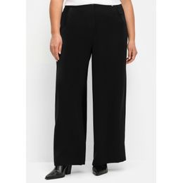 sheego Gro&szlig;e Gr&ouml;&szlig;en Hose mit High-Waist-Bund und weitem Bein, schwarz, Gr&ouml;&szlig;e 54 - Damen