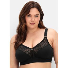 sheego Damen B&uuml;gelloser BH mit Spitze und wattierten Cups, schwarz, Gr&ouml;&szlig;e 95E