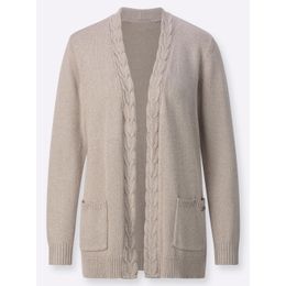 WITT Damen Strickjacke mit aufgesetzten Taschen, sesam-ecru-meliert, Gr&ouml;&szlig;e 36