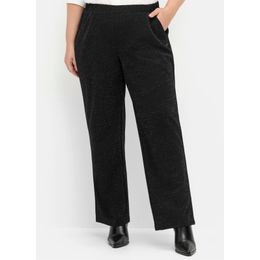 sheego Gro&szlig;e Gr&ouml;&szlig;en Stoffhose mit weitem Bein, schwarz, Gr&ouml;&szlig;e 52 - Damen
