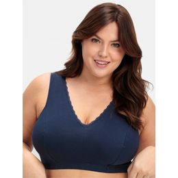 sheego Gro&szlig;e Gr&ouml;&szlig;en B&uuml;gelloser BH in Bustier-Form, im Doppelpack, marine+wei&szlig;, Gr&ouml;&szlig;e 90F - Damen